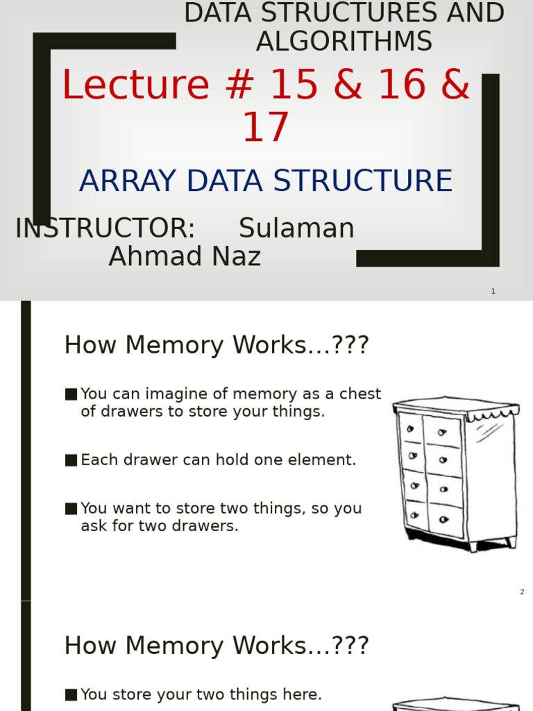 Data Structures & Algorithms - Lecture 15 & 16 & 17 - Array Data Structure | PDF | Integer ...