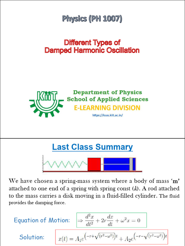 Damped Oscillations: Types & Analysis | PDF | Damping | Oscillation