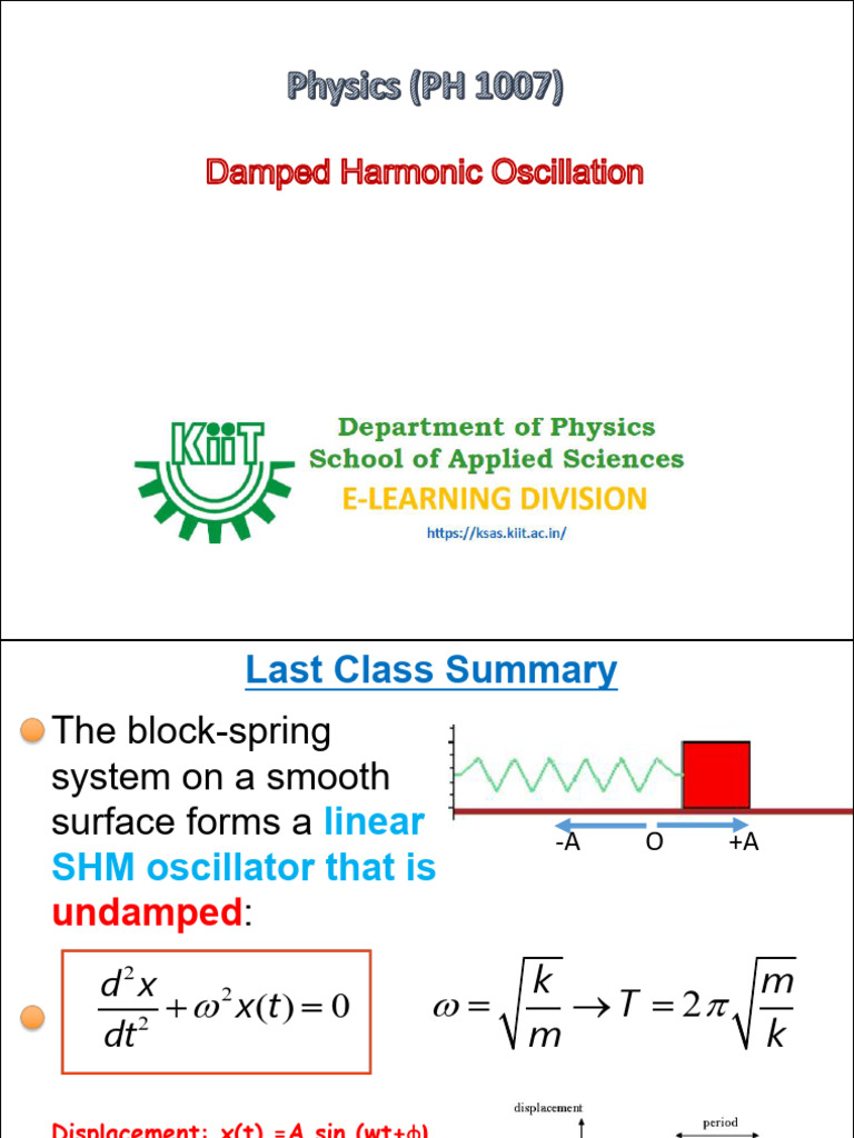 Damped Harmonic Oscillator Overview | PDF | Damping | Oscillation