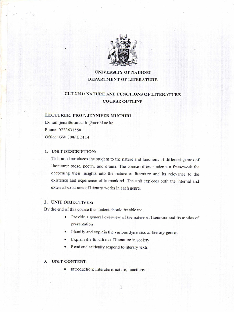 Literature Course Outline 251120 095616 | PDF