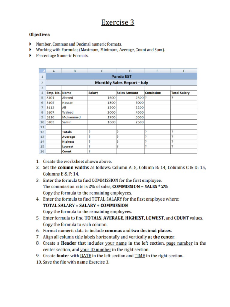 Excel Questions( New) | PDF