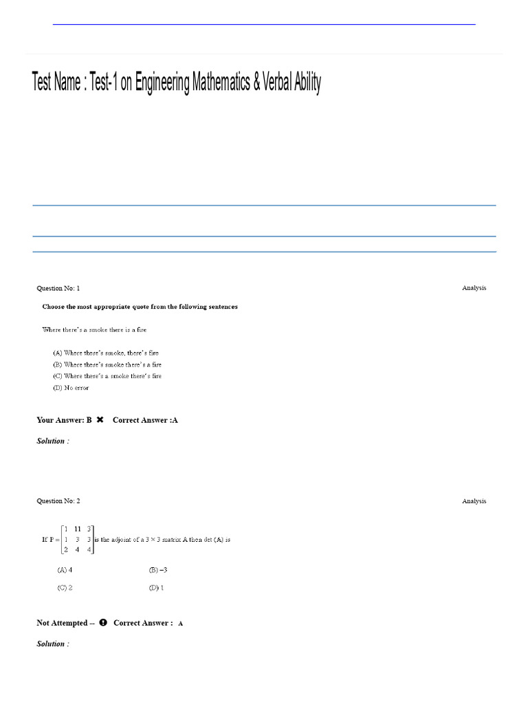 Engineering Math Test Analysis Results | PDF | Tests | Evaluation Methods
