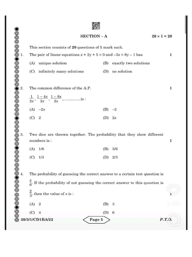 Mathematics Practice Paper | PDF