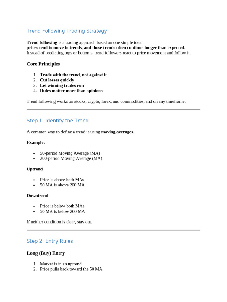 Effective Trend Following Strategy Guide | PDF | Financial Economics ...