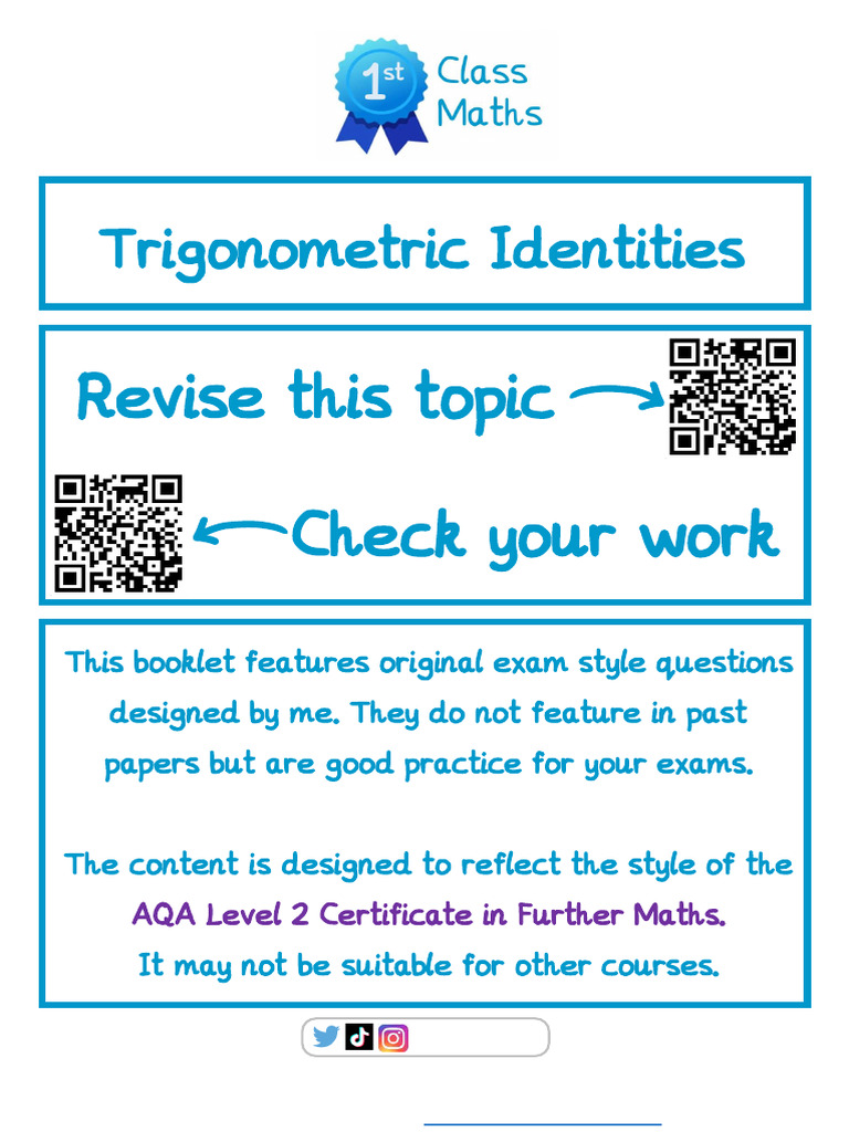 Trigonometric Identities Practice Exam | PDF | Functions And Mappings ...