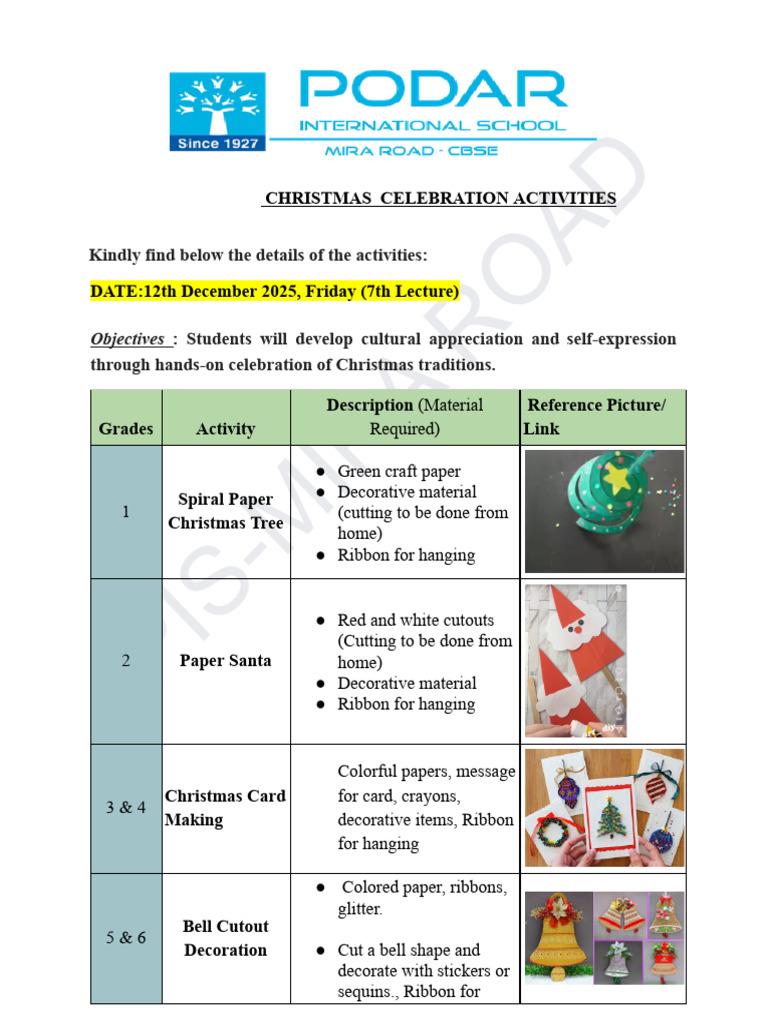 Christmas Celebration Craft | PDF | Christmas