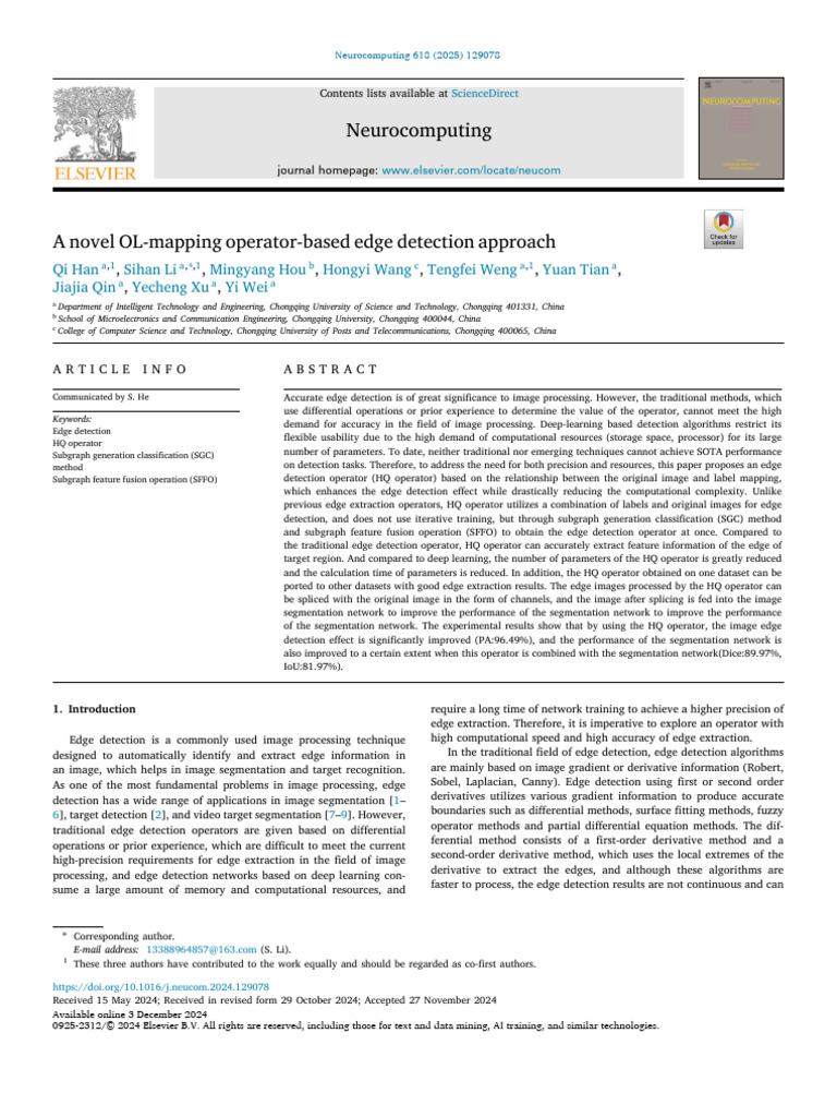 A Novel OL-mapping Operator-Based Edge Detection Approach | PDF | Image ...