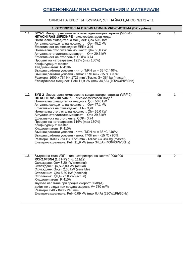 Specification-HVAC Bulmar-Et 1 1 | PDF
