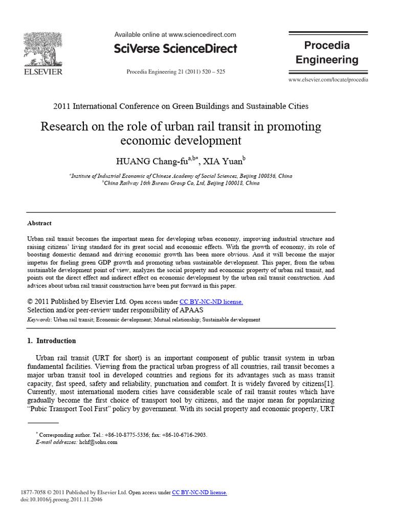 Urban Rail Transit and Economic Growth | PDF | Energy Conservation ...