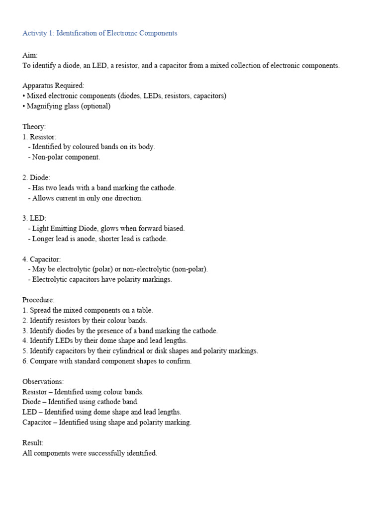 Semiconductor Activities For Activity File | PDF | Diode | Cathode