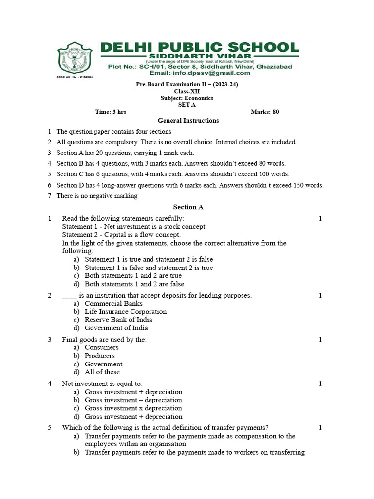 PreBoard2 ClassXII SetA | PDF | Green Revolution | Economies