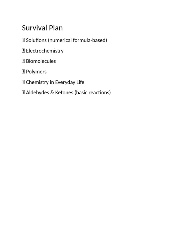 Survival Plan | PDF