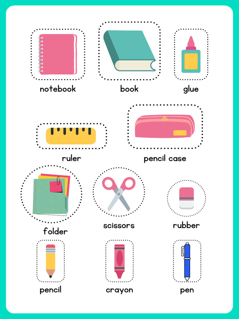 My School Bag Cut and Paste Worksheet in Blue Pink Cute Style | PDF
