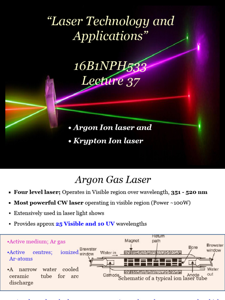 Lecture 37 Argon and Krypton Ion Laser | PDF