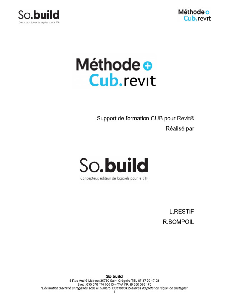 Support de formation CUB pour Revit® | PDF | Revit | Logiciel
