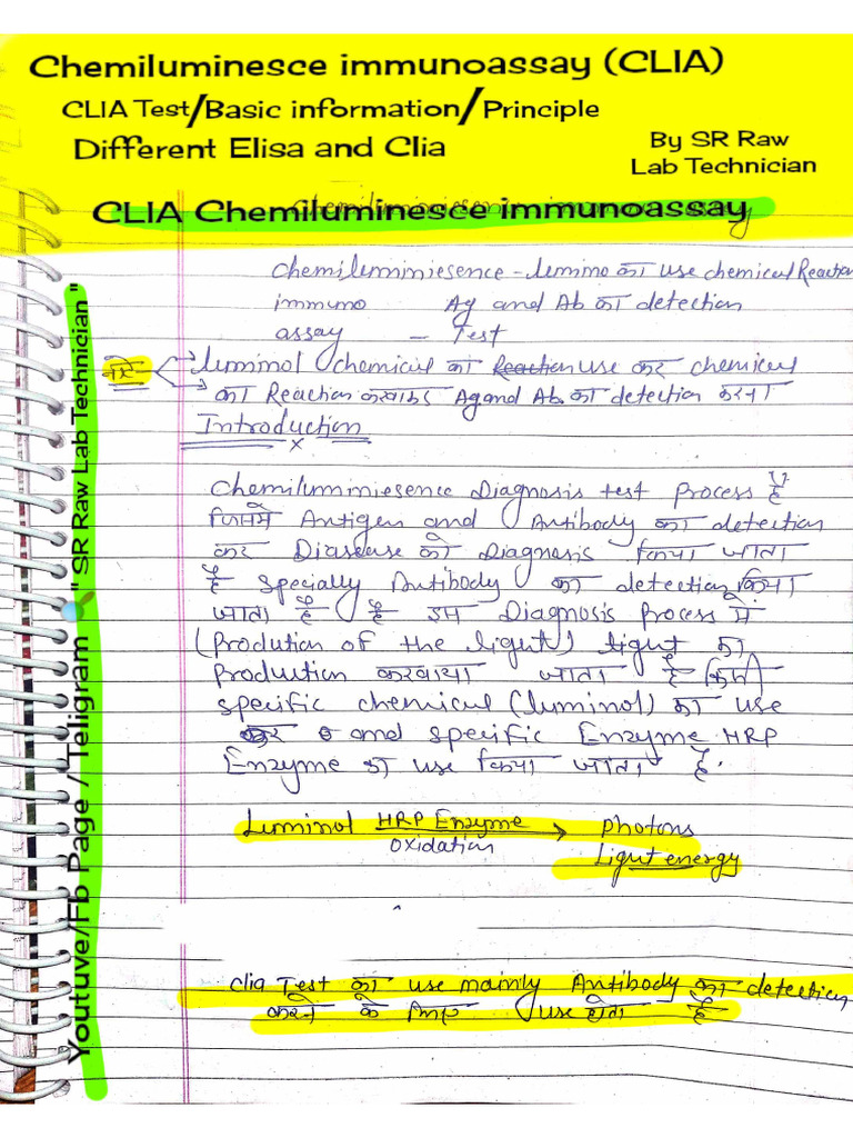 CLIA Test Chemiluminesce Immuno Assay Biochemistry Chapter by SR | PDF