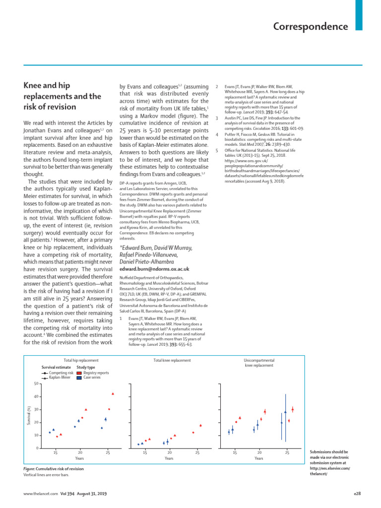Knee and Hip Replacements and The Risk of Revision 5 | PDF | Health ...
