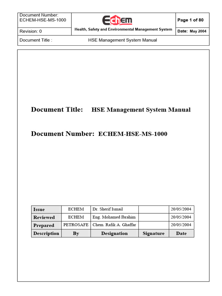 HSE Management System Manual Overview | PDF | Safety | Sustainability