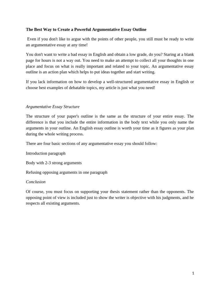 Crafting an Argumentative Essay Outline | PDF | Essays | Argument