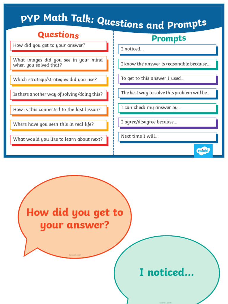 Math Talk Questions and Prompts | PDF