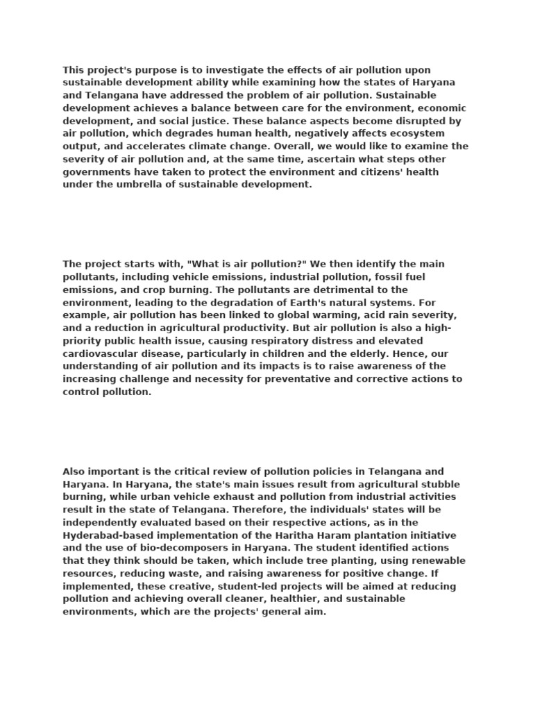 Air Pollution's Impact on Sustainability | PDF