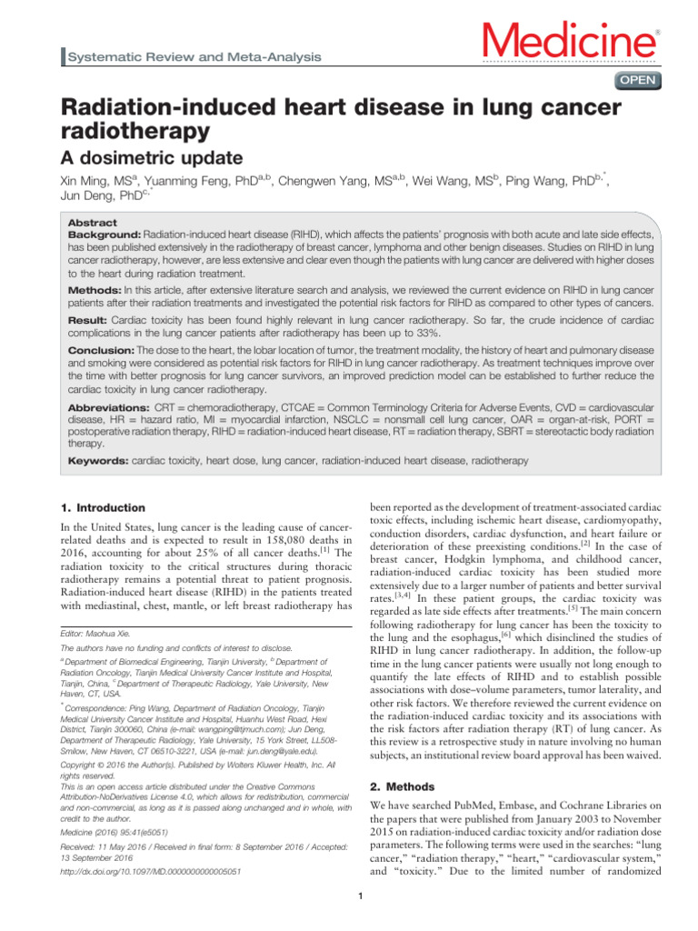 Radiation-Induced Heart Disease in Lung Cancer | PDF | Radiation ...