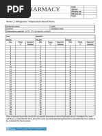 Pharmacy Temperature Monitoring Log | PDF | Refrigerator | Home Appliance
