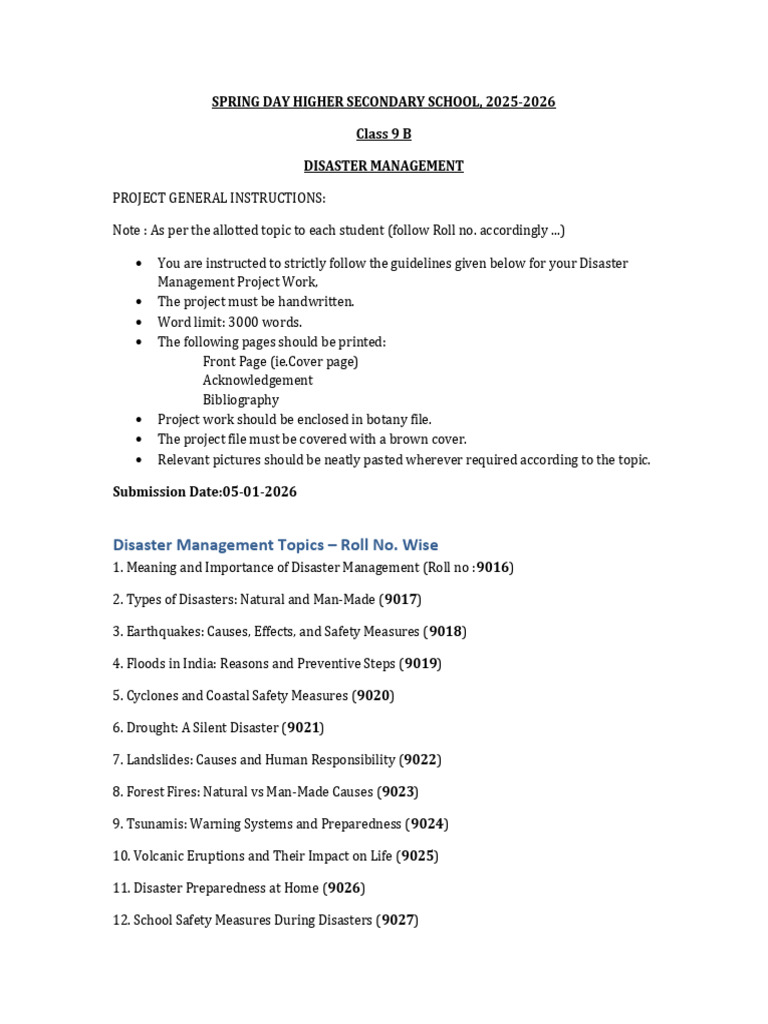 Disaster Management - 9B | PDF