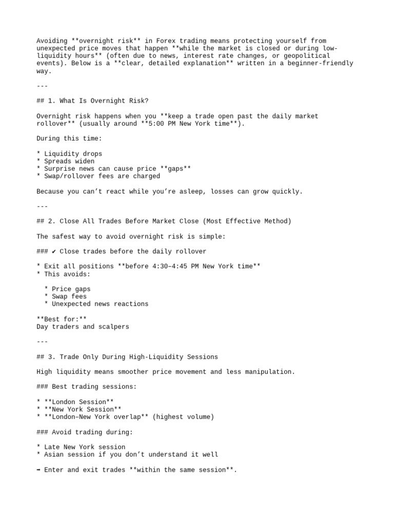 Explain in Details What Is Overnight Risk in Trading | PDF | Day ...