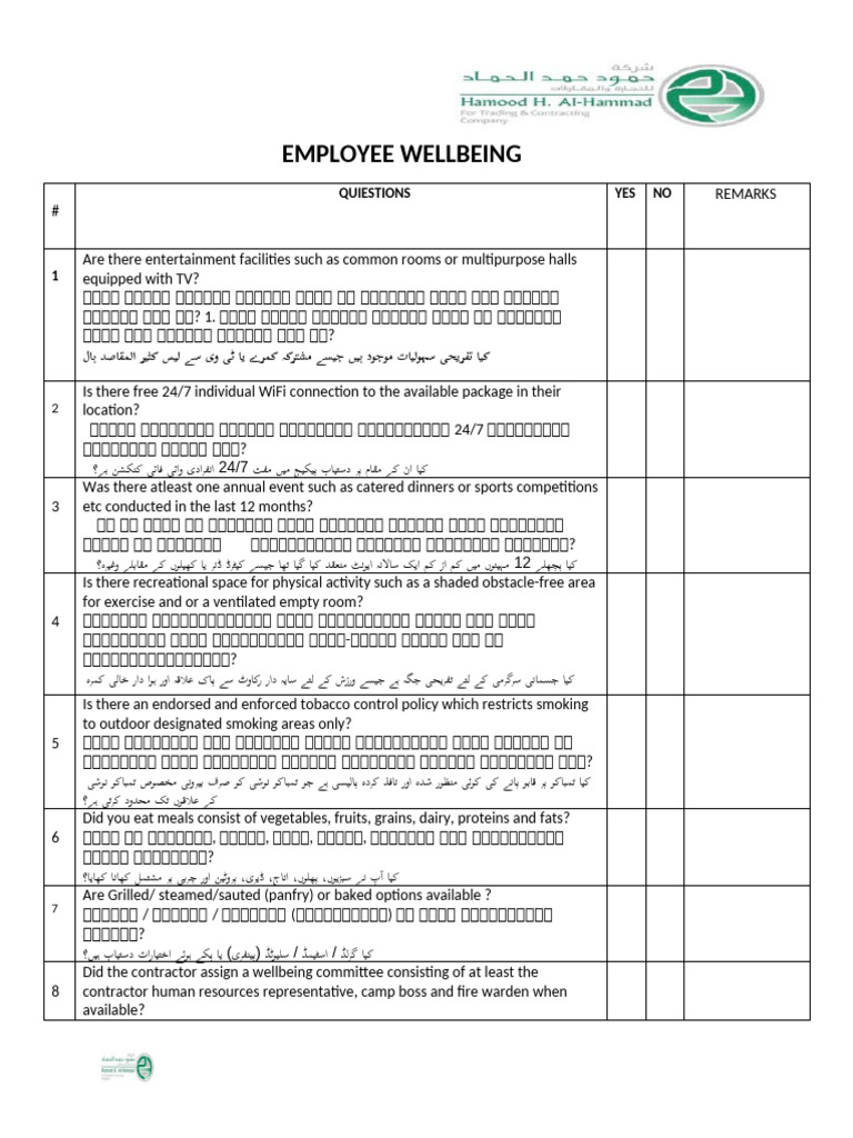 Employe Wellbeing Survey | PDF