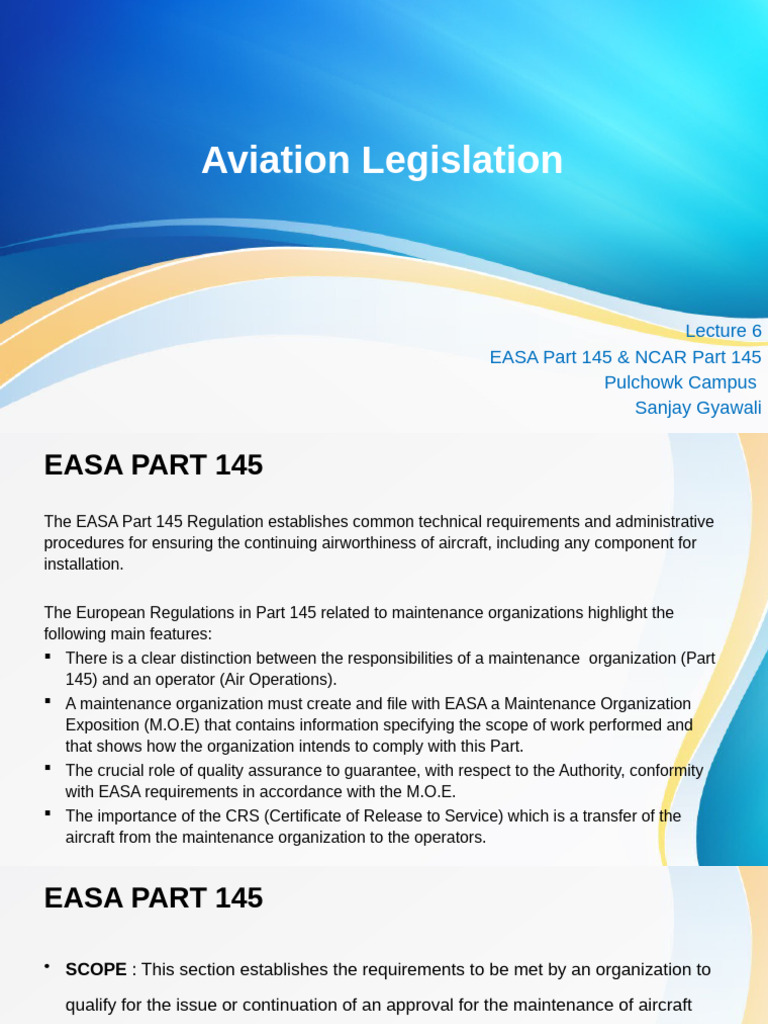 EASA & NCAR Part 145 Aviation Regulations | PDF