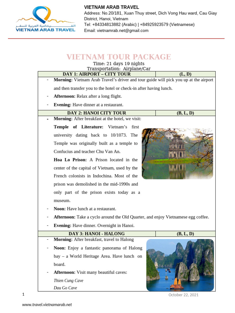 21-Day Vietnam Tour Package Guide | PDF | Hue