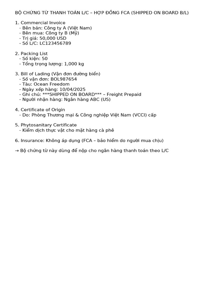 Bo Chung Tu LC FCA OnBoard | PDF