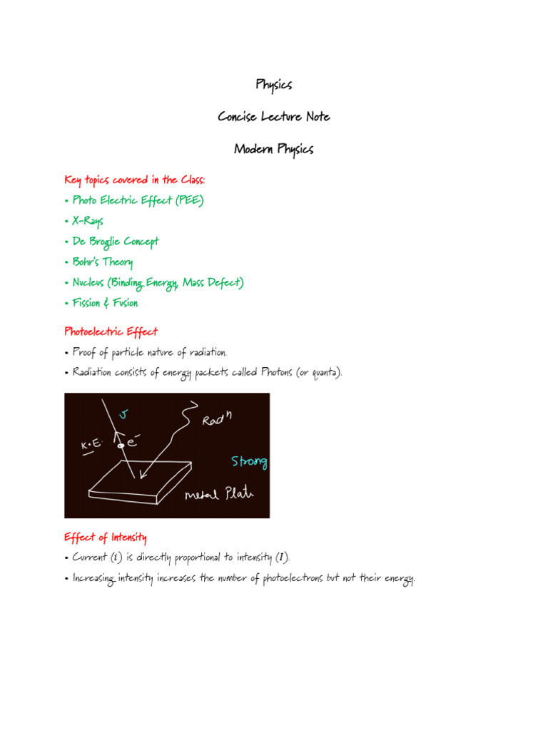 Modern Physics Lecture Notes Overview | PDF | Photoelectric Effect ...