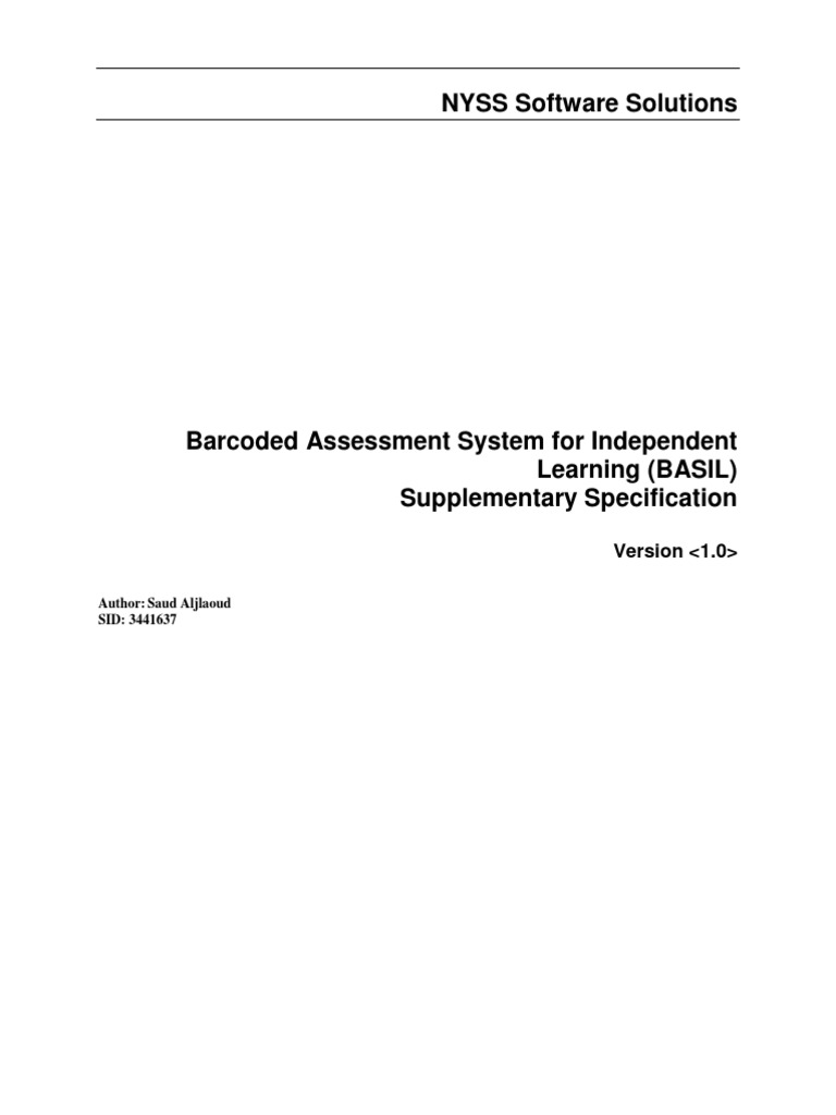 BASIL - Supplementary Specification v1.0 | PDF | Specification (Technical Standard ...