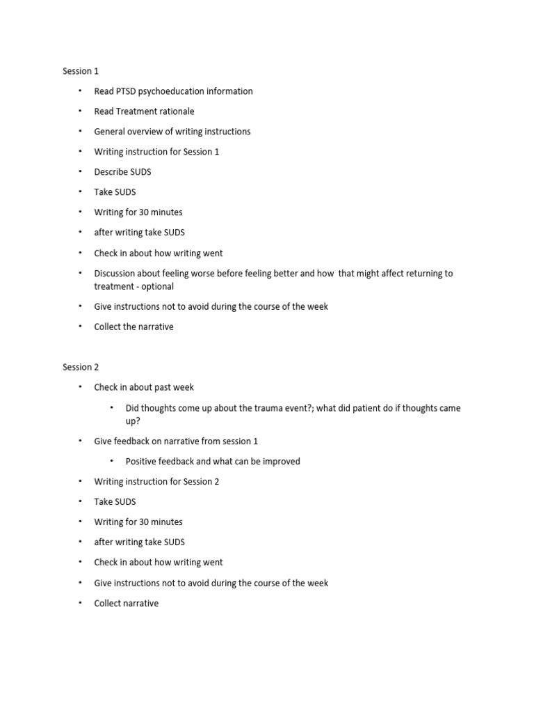 Written Exposure Therapy Sessions Guide | PDF | Psychological Trauma ...