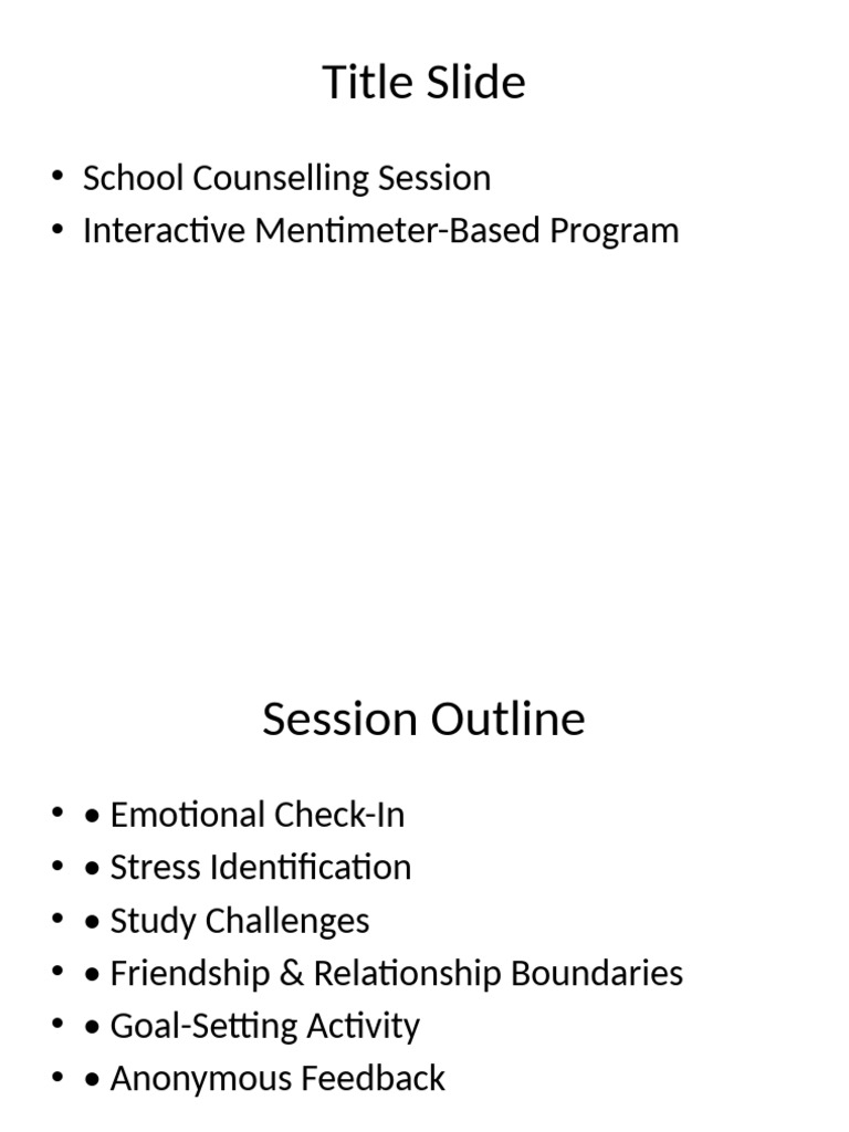 Counselling Session Mentimeter Slides | PDF