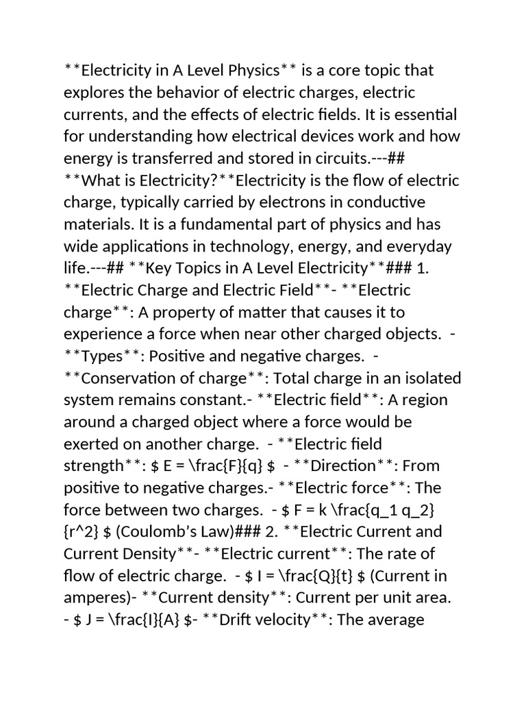 A Level Physics: Understanding Electricity | PDF | Electricity | Voltage