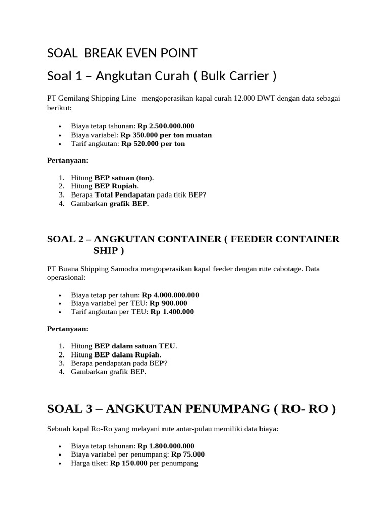 Soal Break Even Point | PDF