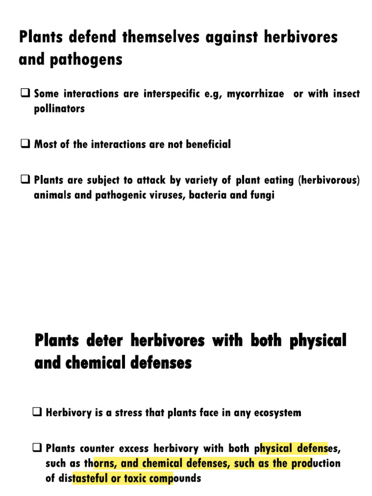 Lecture 8 Plant Defense Mechanisms Against Pathogens and Herbivores ...