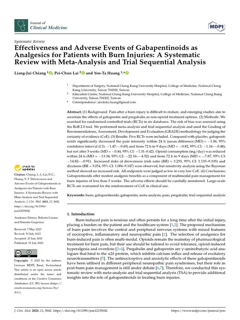 Gabapentinoides Quemados JCM 12 05042 v3 | PDF | Randomized Controlled ...