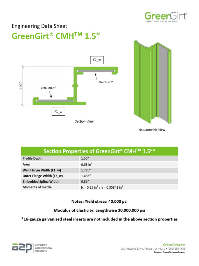 GreenGirt Standard Engineering Data Sheets 09252023 | PDF | Young's ...