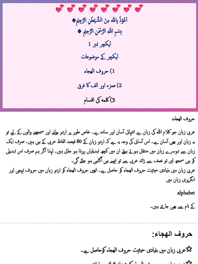 Lecture 1 Lisan Ul Quran | PDF