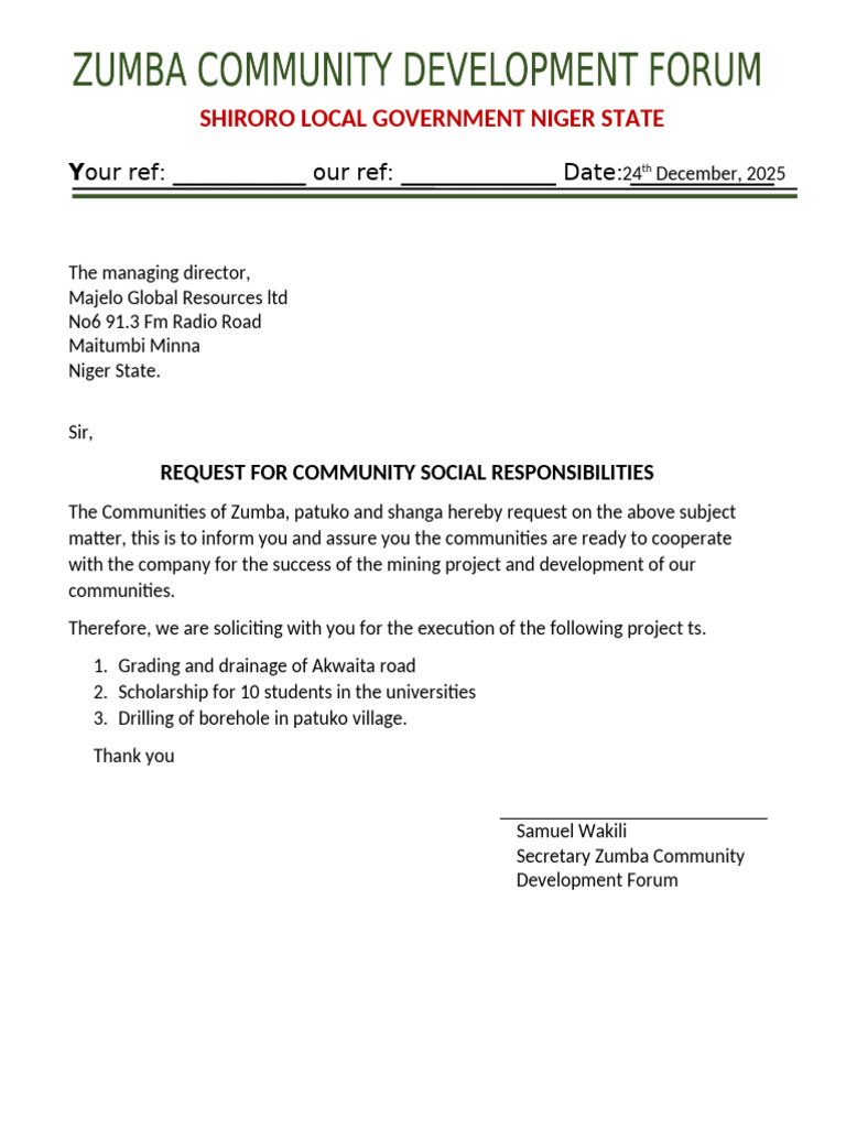 Community Development Request in Niger | PDF