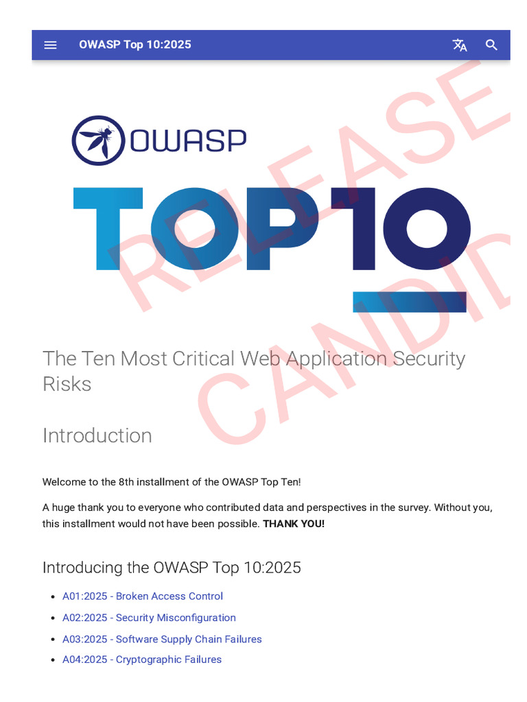 Owasp Org Top10 2025 0x00 - 2025 Introduction | PDF | Computing | Information Technology