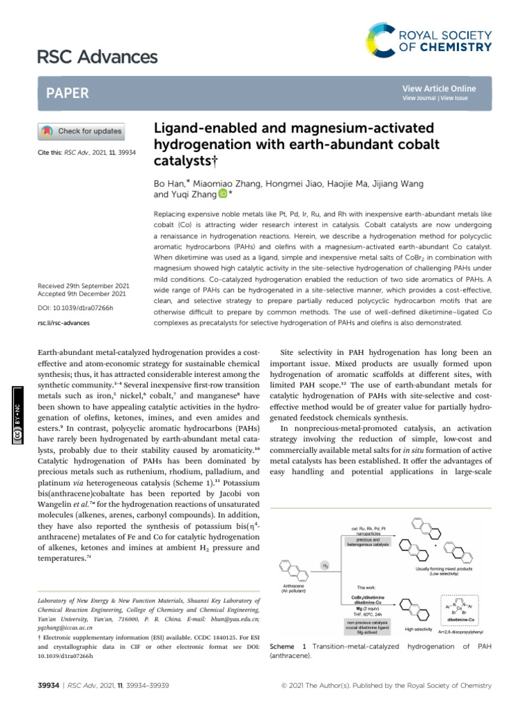 Ligand-Enabled and Magnesium-Activated Hydrogenation With -- Bo Han ...