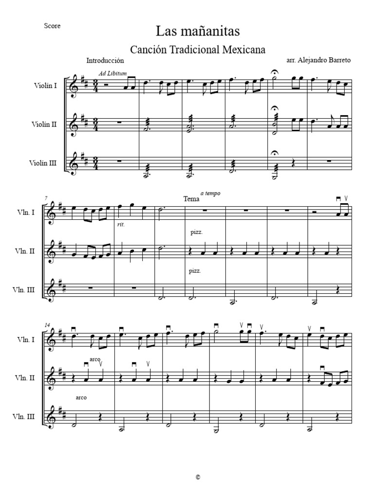 Las Mañanitas for Violin Trio | PDF
