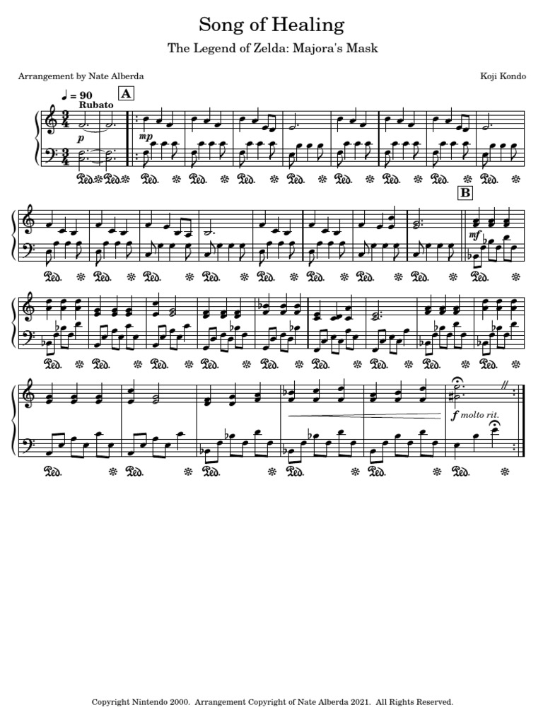 Song of Healing the Legend of Zelda Majoras Mask 1754476023303 | PDF ...