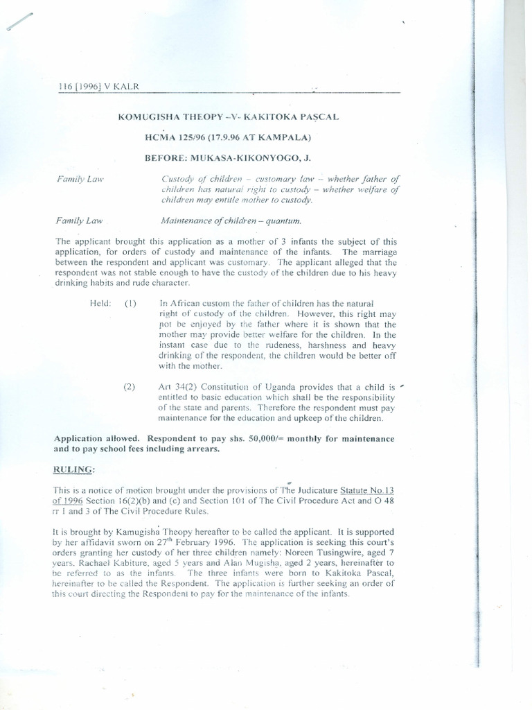 Kamugisha Theopy V Kakitoka Pascal | PDF