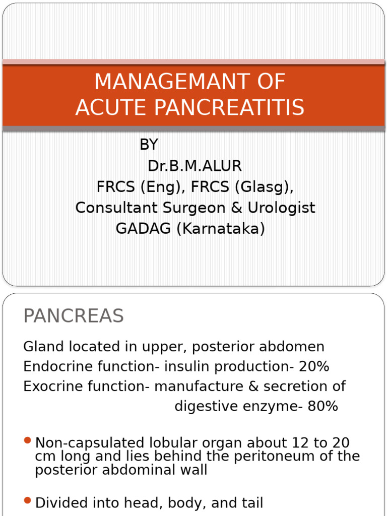Acute Pancreatitis Management Guide | PDF | Pancreas | Digestive System